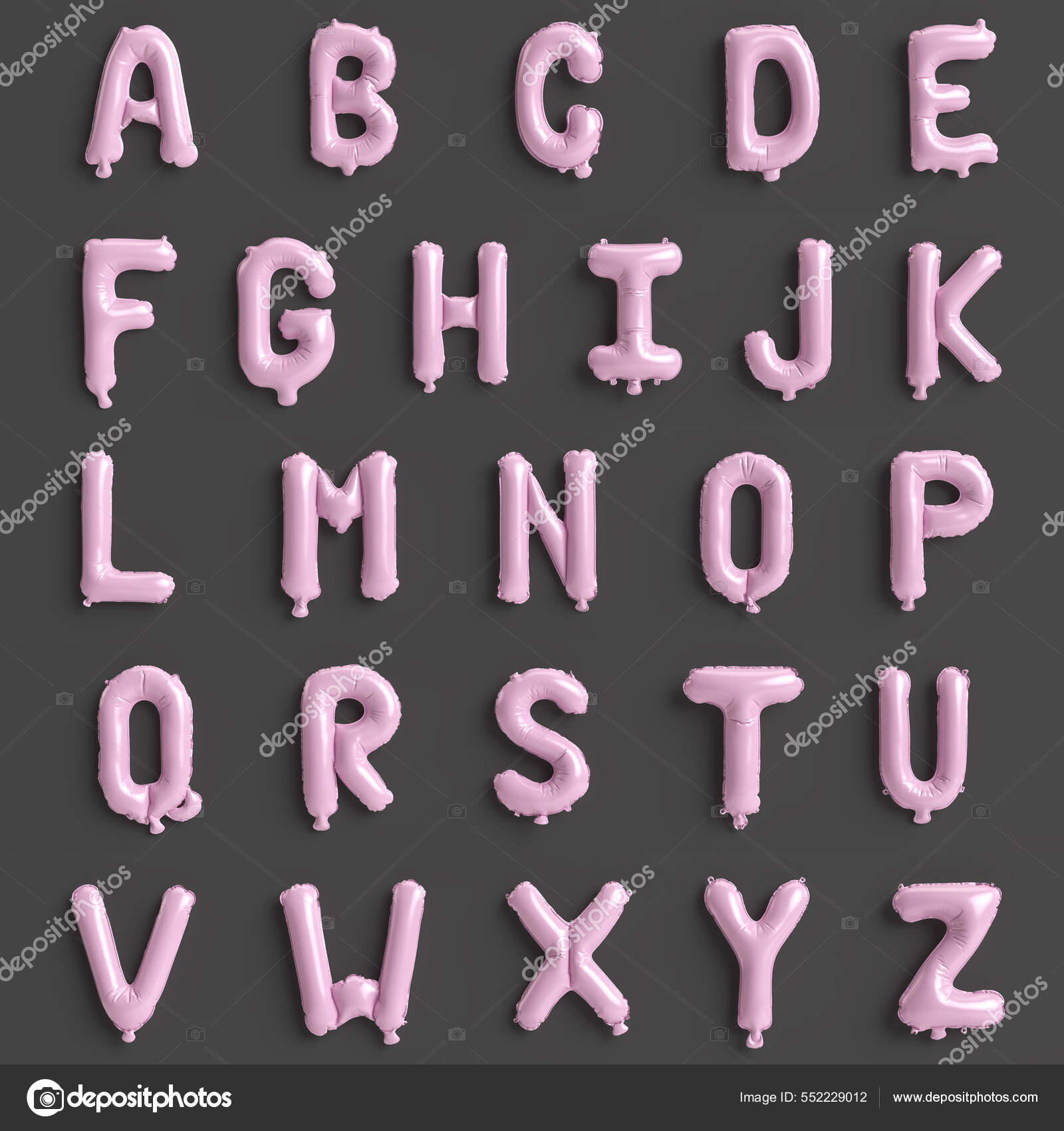 Letters Illustration Type Pastel Rose Balloons Isolated Black ...