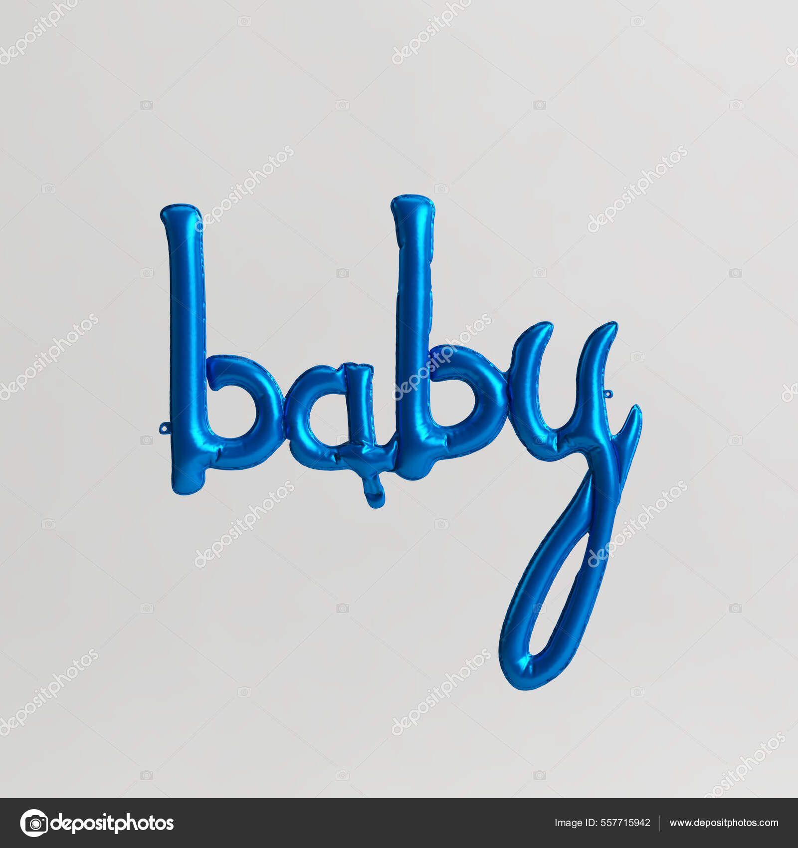 Baby Word Shaped Illustration Translucent Blue Balloons Isolated White ...