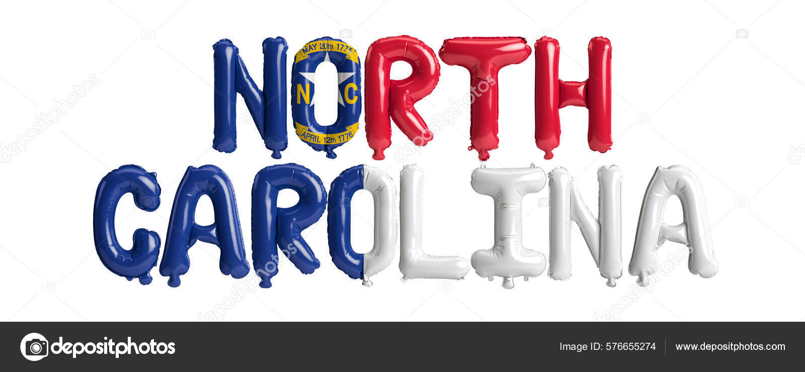 Illustration North Carolina Letter Balloons State Flag Colors Isolated ...