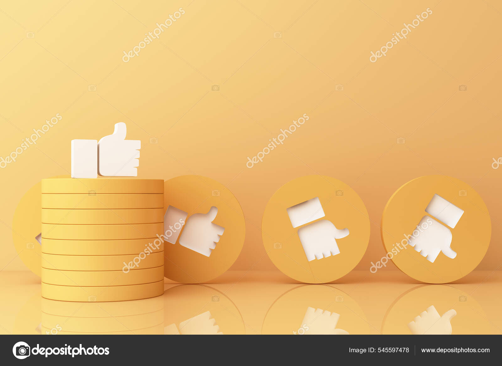Thumb Symbol Finger Icon Icon Yellow Geometric Shapes Rendering Stock ...