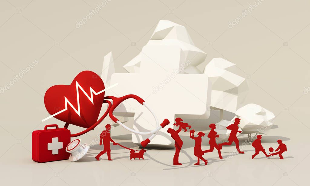 8 de mayo, símbolo de la Cruz Roja Mundial con globo sobre fondo blanco ...