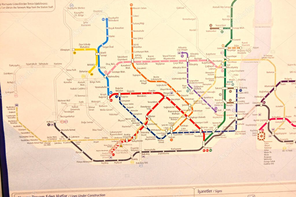 Metro Estambul. Mapas de red. Istanbul Rail Systems Map. raylisistem 2024