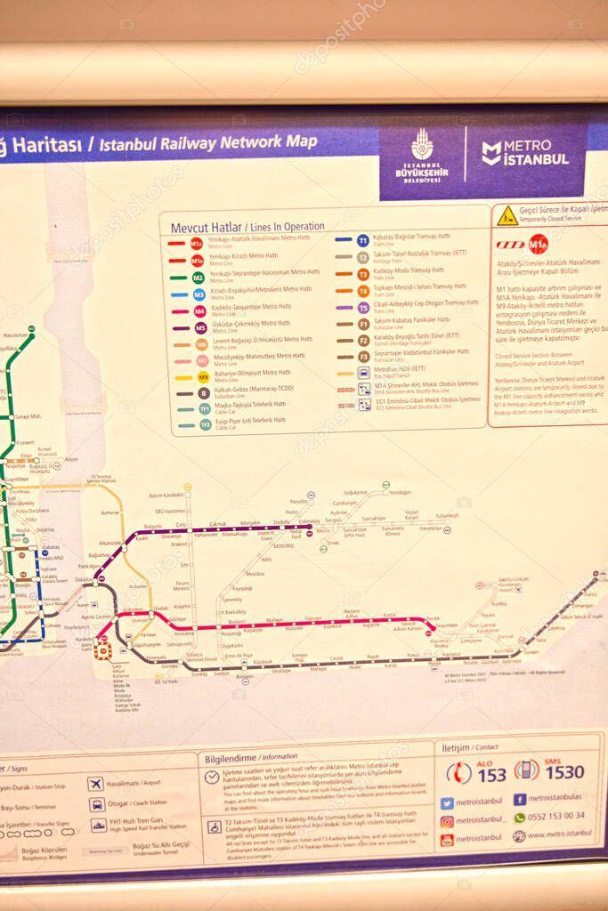 Metro Estambul. Mapas de red. Istanbul Rail Systems Map. raylisistem 2024