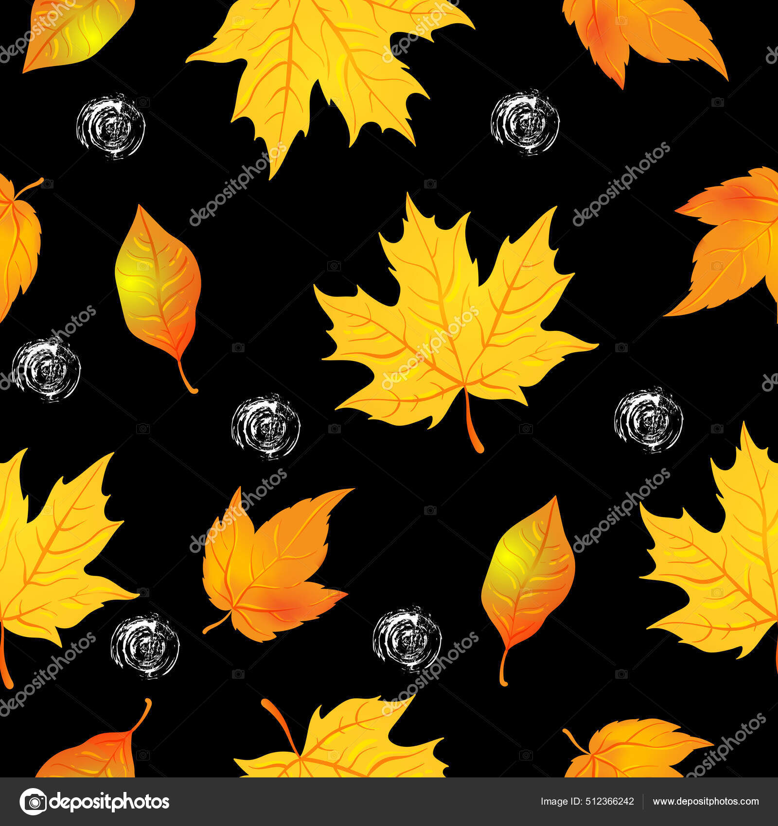 Seamless Pattern Background Yellow Leaves Vector Eps Stock Vector by ...