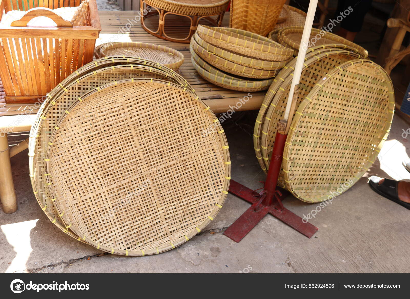 Rice Winnowing Basket Threshing Basket Floor Bamboo Table Another ...