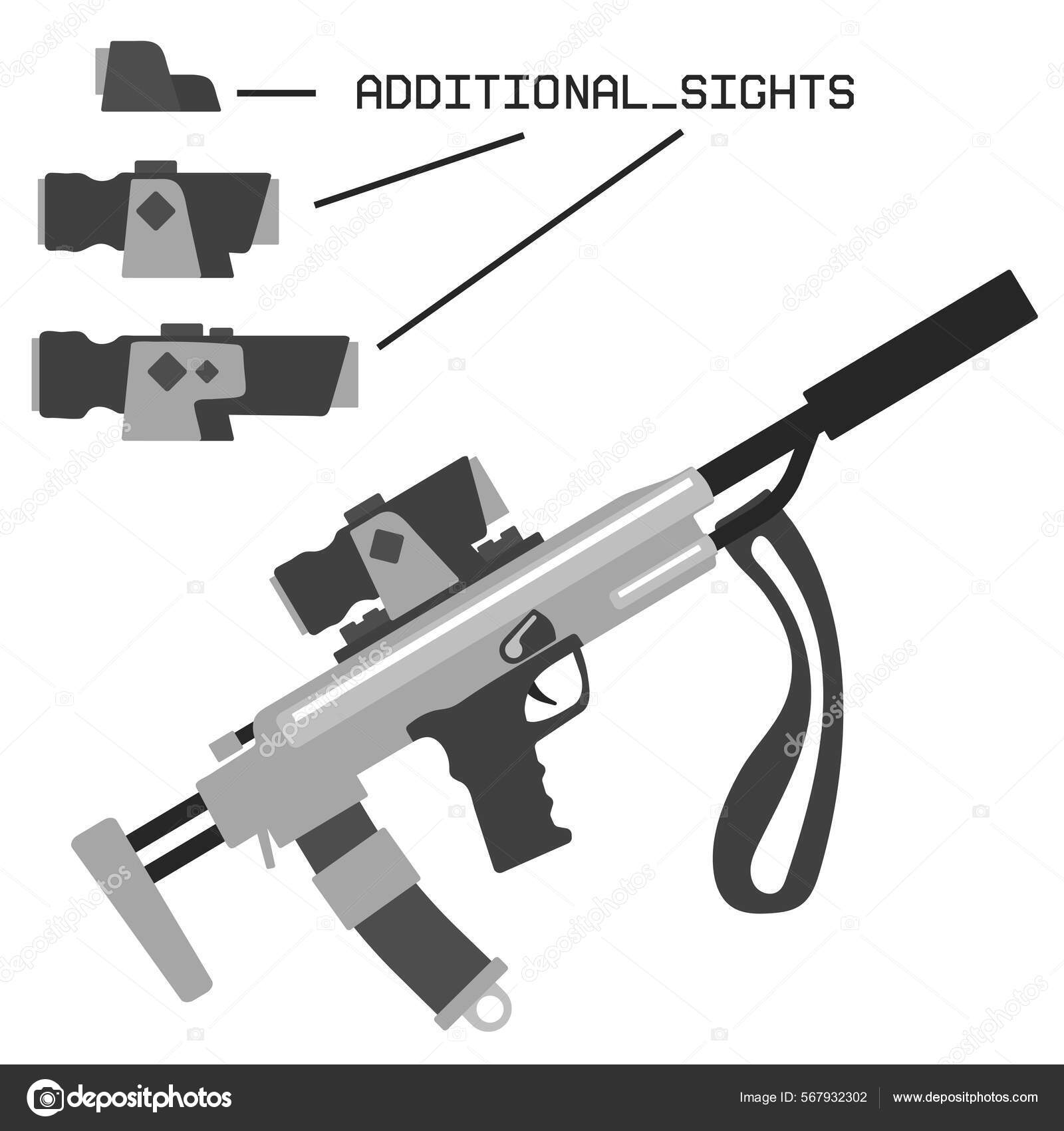 Fictional Realistic Isolated Modern Bullpup Carbine Gun Hand Weapon ...