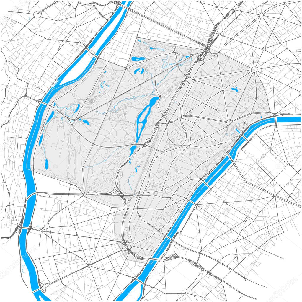 Mapa vectorial de alto detalle del distrito 16, París, FRANCIA 2022
