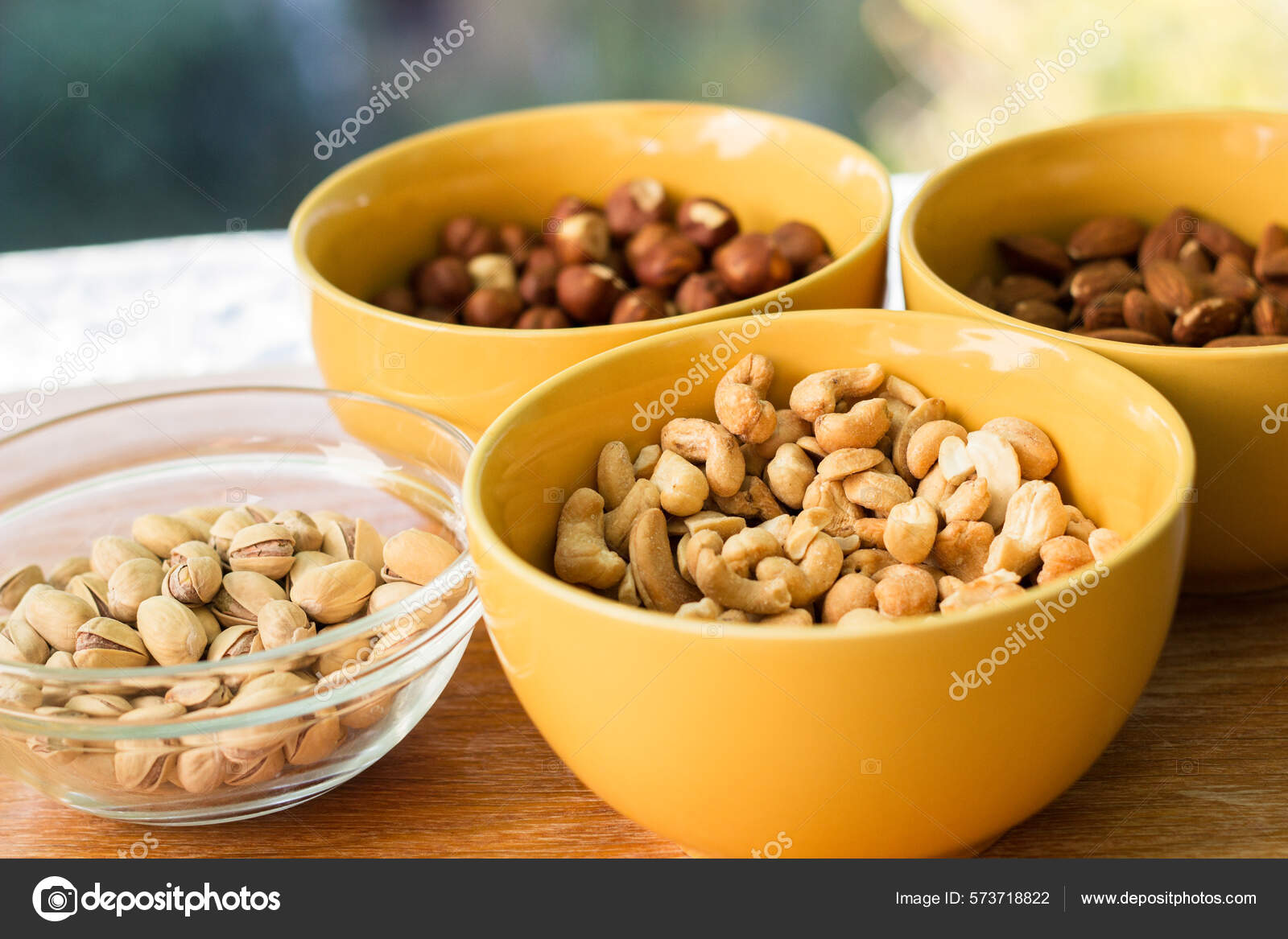 Assortment Mixed Nuts Wood Table Background Stock Photo by ©sanjagrujic ...