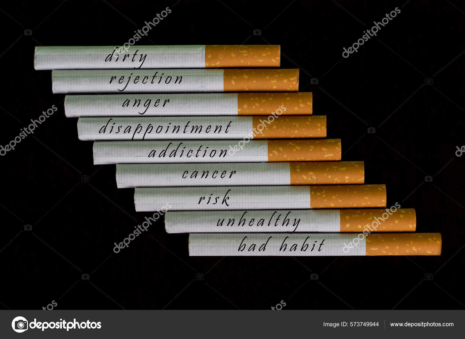 Cigarettes Warning Signs Black Background Stock Photo by ©sanjagrujic ...