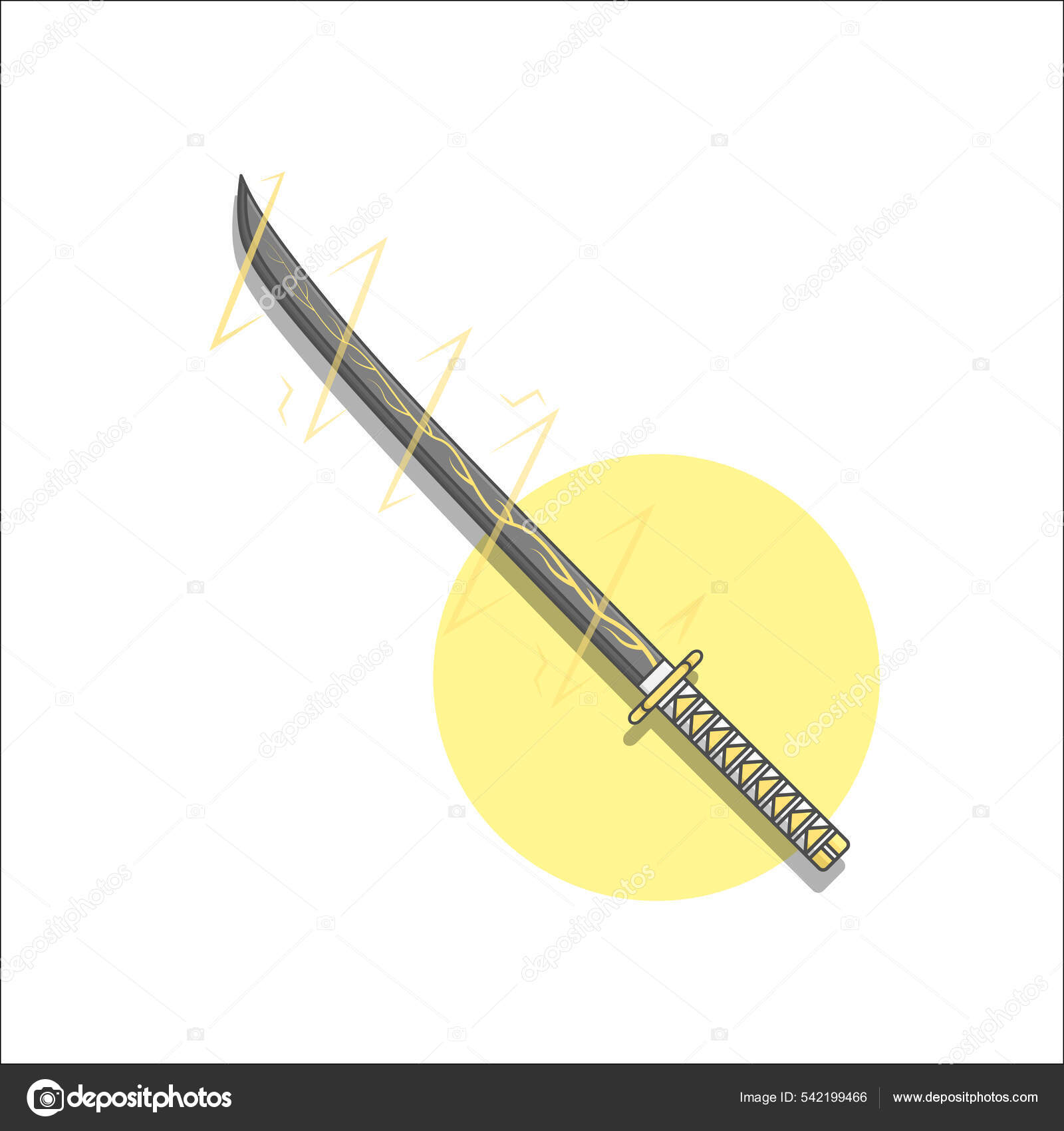 Thunder Sword Vector Illustration Senjata Jepang Tradisional Katana ...