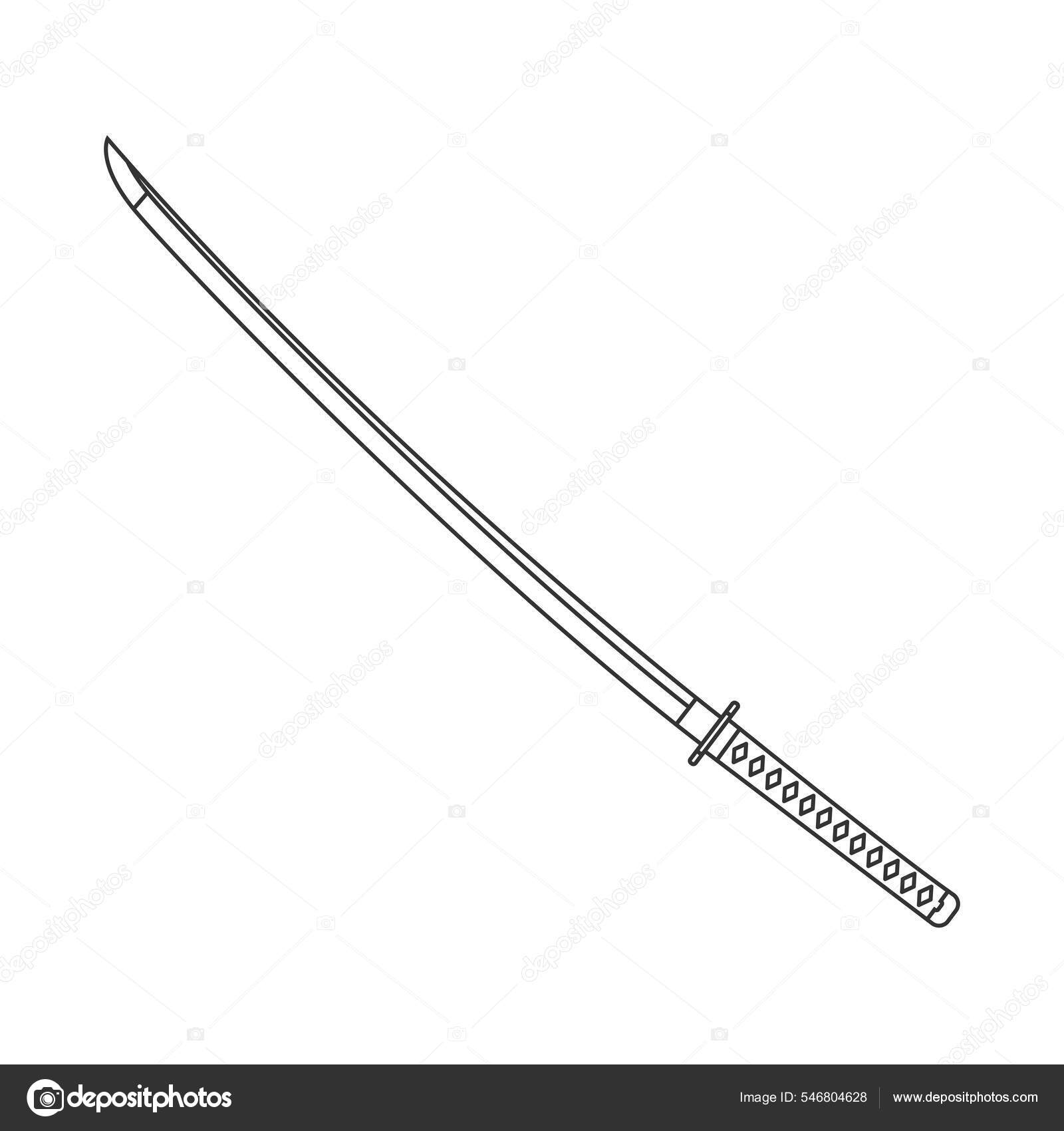 Katana Sword Outline Icon White Background Stock Vector by ©khairuman23 ...