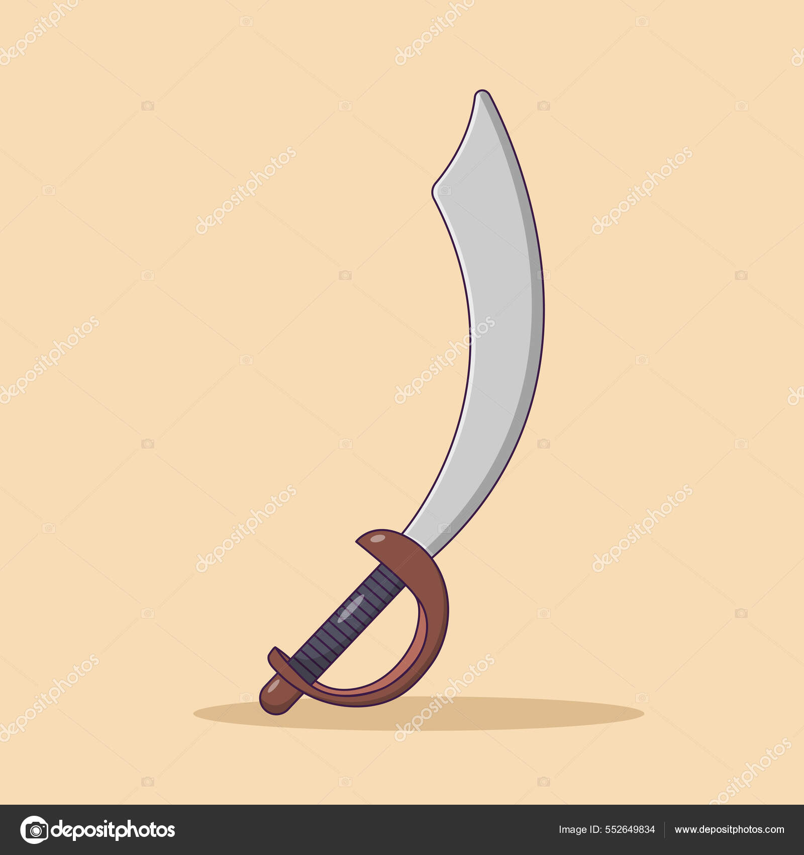 Espada Pirata Vector Icono Ilustración Caribbean Cutlass Vector Estilo ...