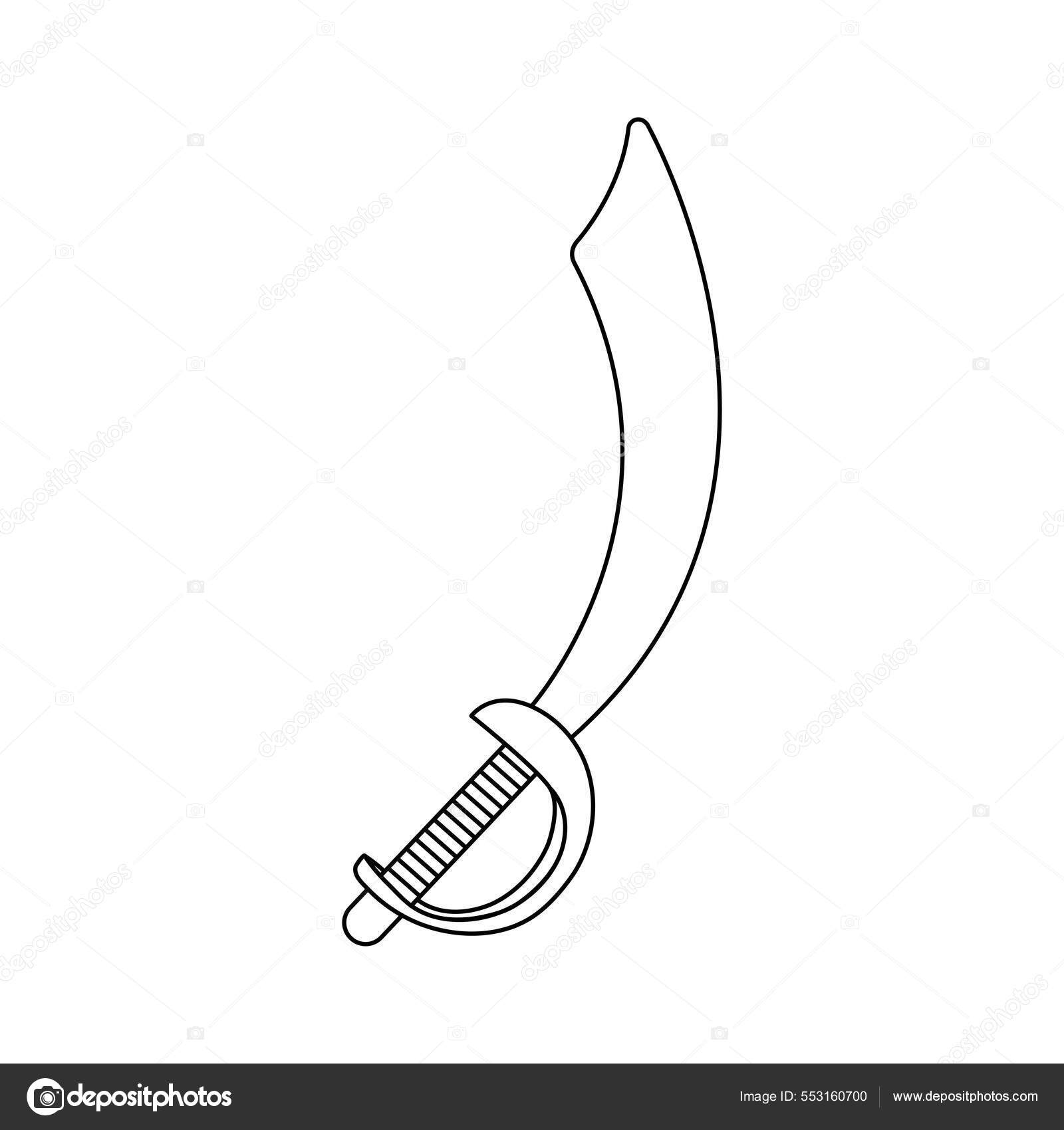 Ilustração Ícone Esboço Espada Pirata Fundo Branco Isolado Apropriado ...