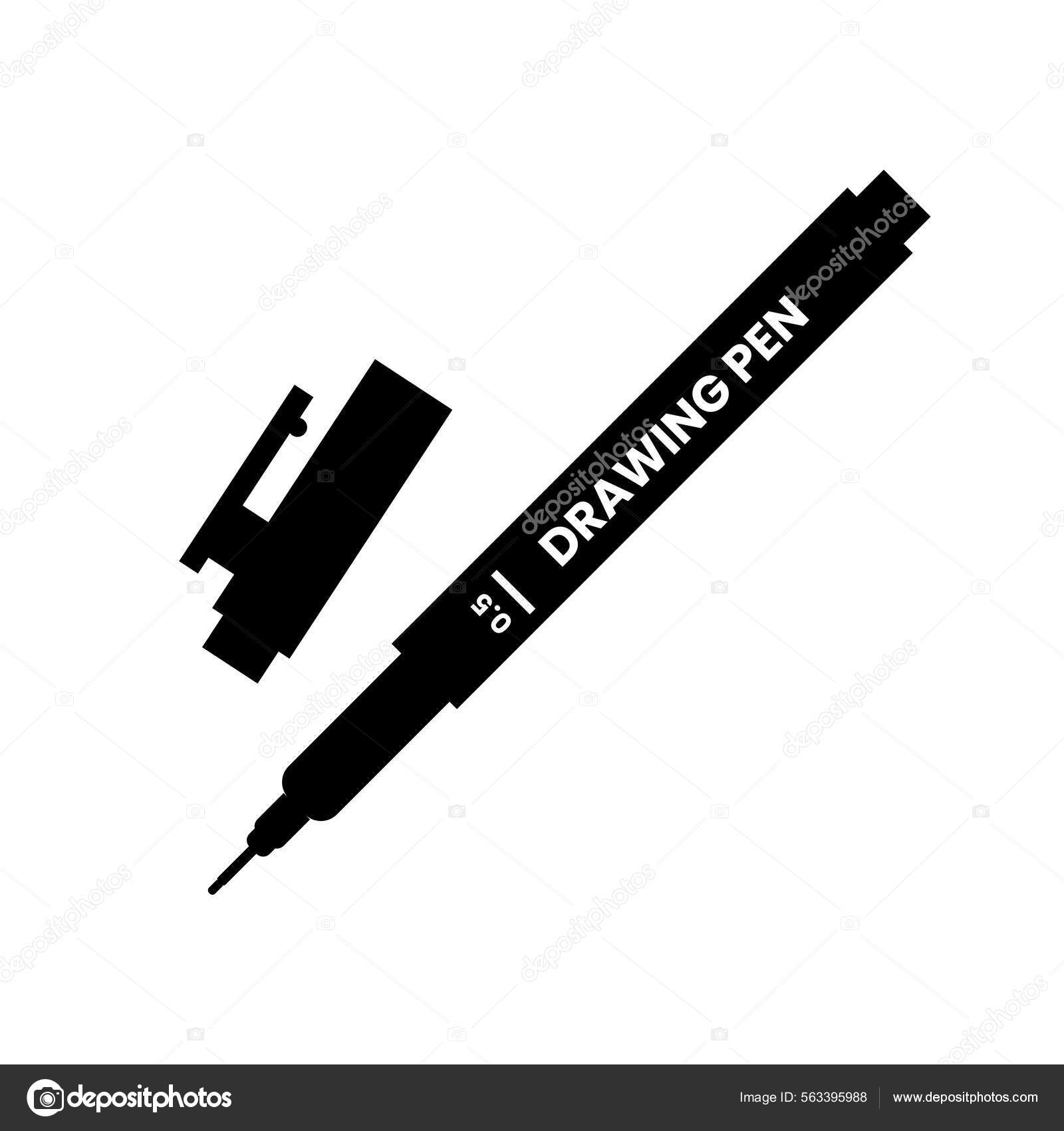 Drawing Pen Black White Icon Silhouette Design Element Isolated White ... Drawing Pen Black White Icon Silhouette Design Element Isolated White ...