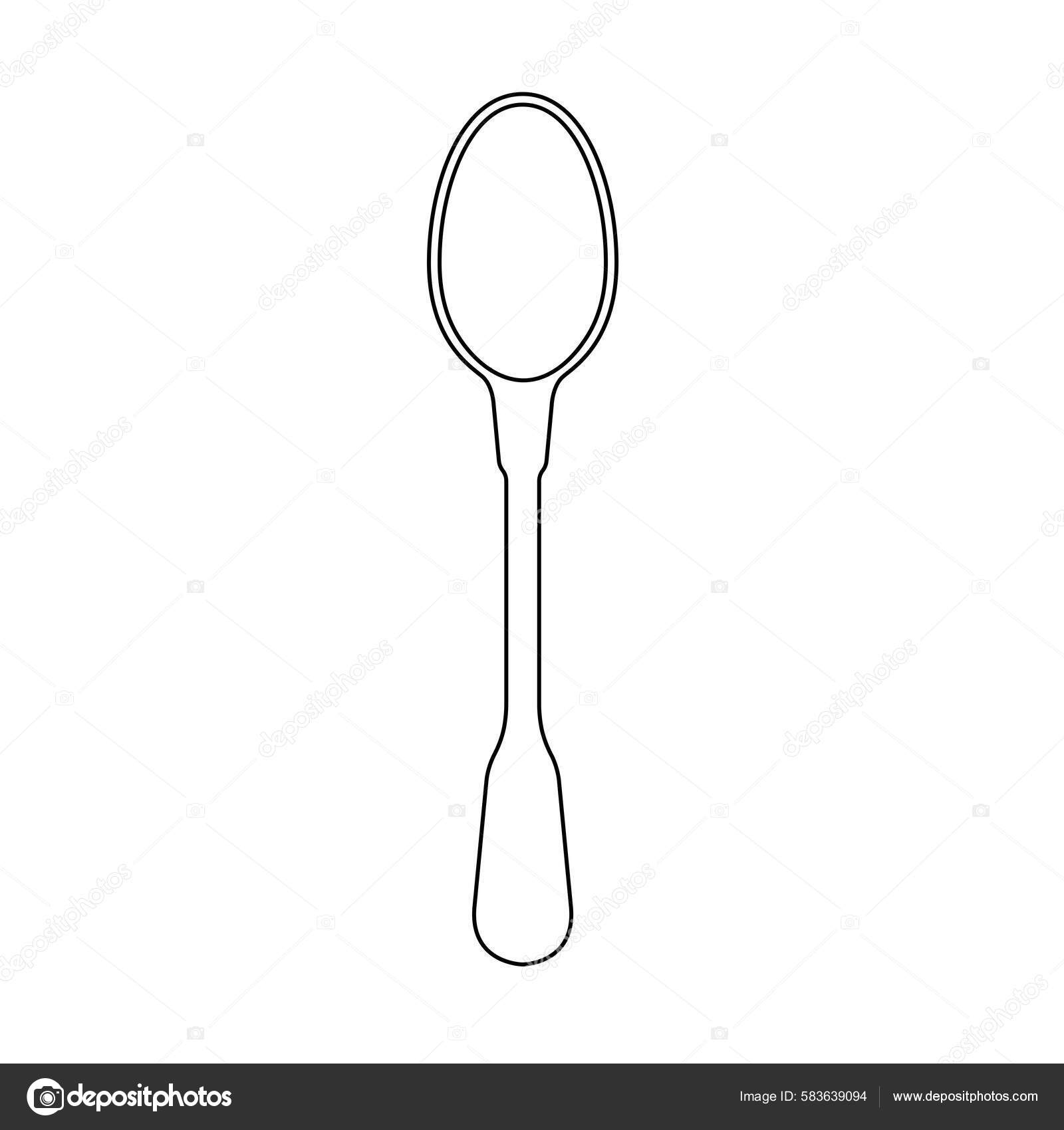 Spoon Outline Icon Illustration White Background Vector de stock por ...