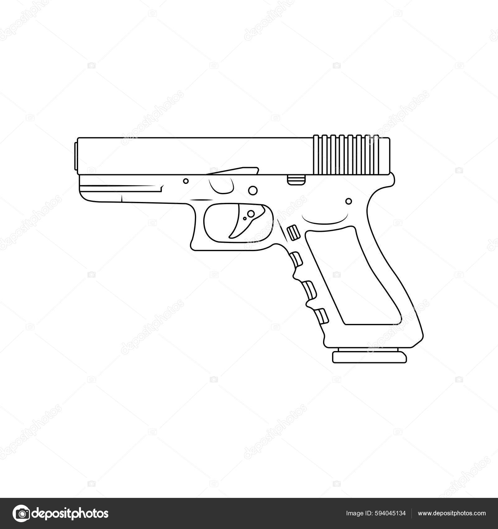 Handgun Glock Outline Icon Illustration White Background Stock Vector ...
