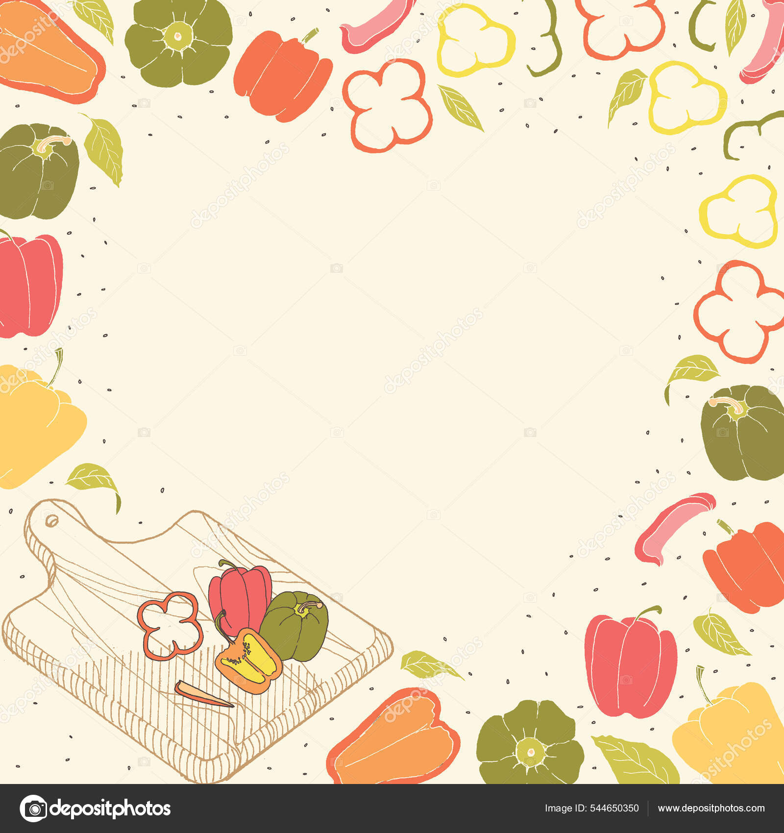 Capsicum Chopping Board Vector Frame Background Stock Vector by ...