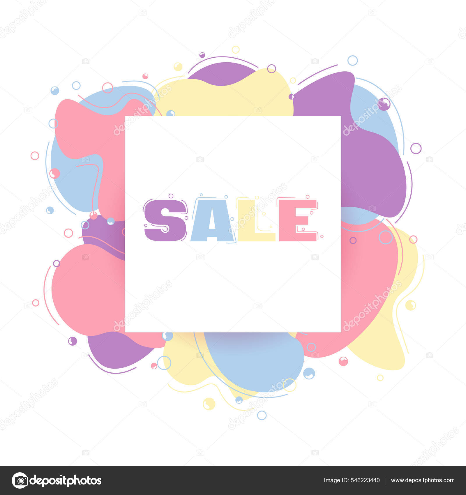 Sale Vector Colorful Square Banner Bright Color Spots Memphis Style ...