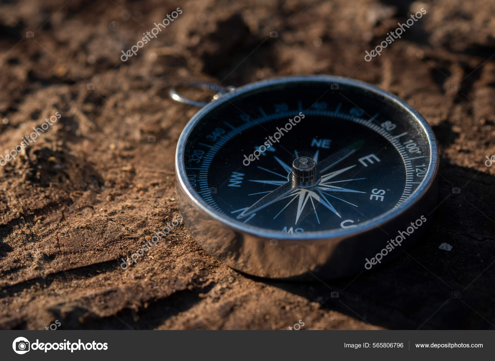 Close Shot Silver Metal Compass Always Pointing It's Needle North ...