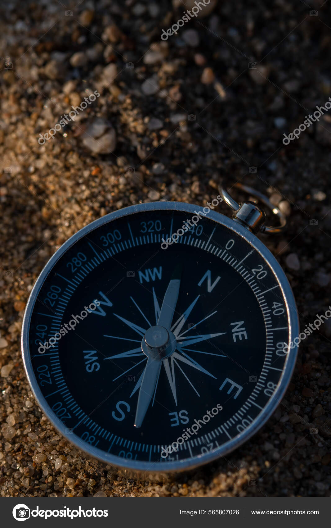 Close Shot Silver Metal Compass Always Pointing It's Needle North ...