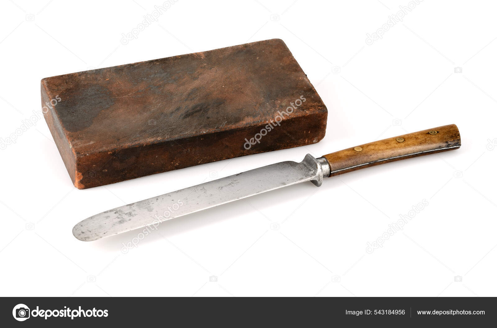 Sharpening Honing Knife Waterstone Grindstone White Background Stock ...