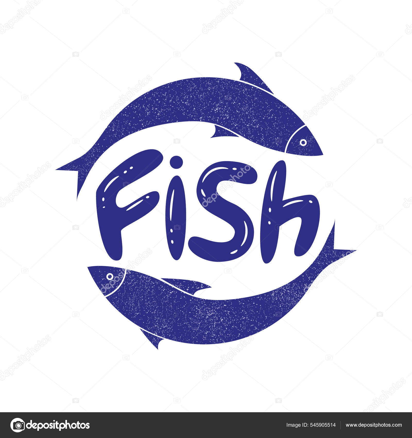 Blue Color Fish Circular Logo Two Fish Lettering Vector Illustration ...