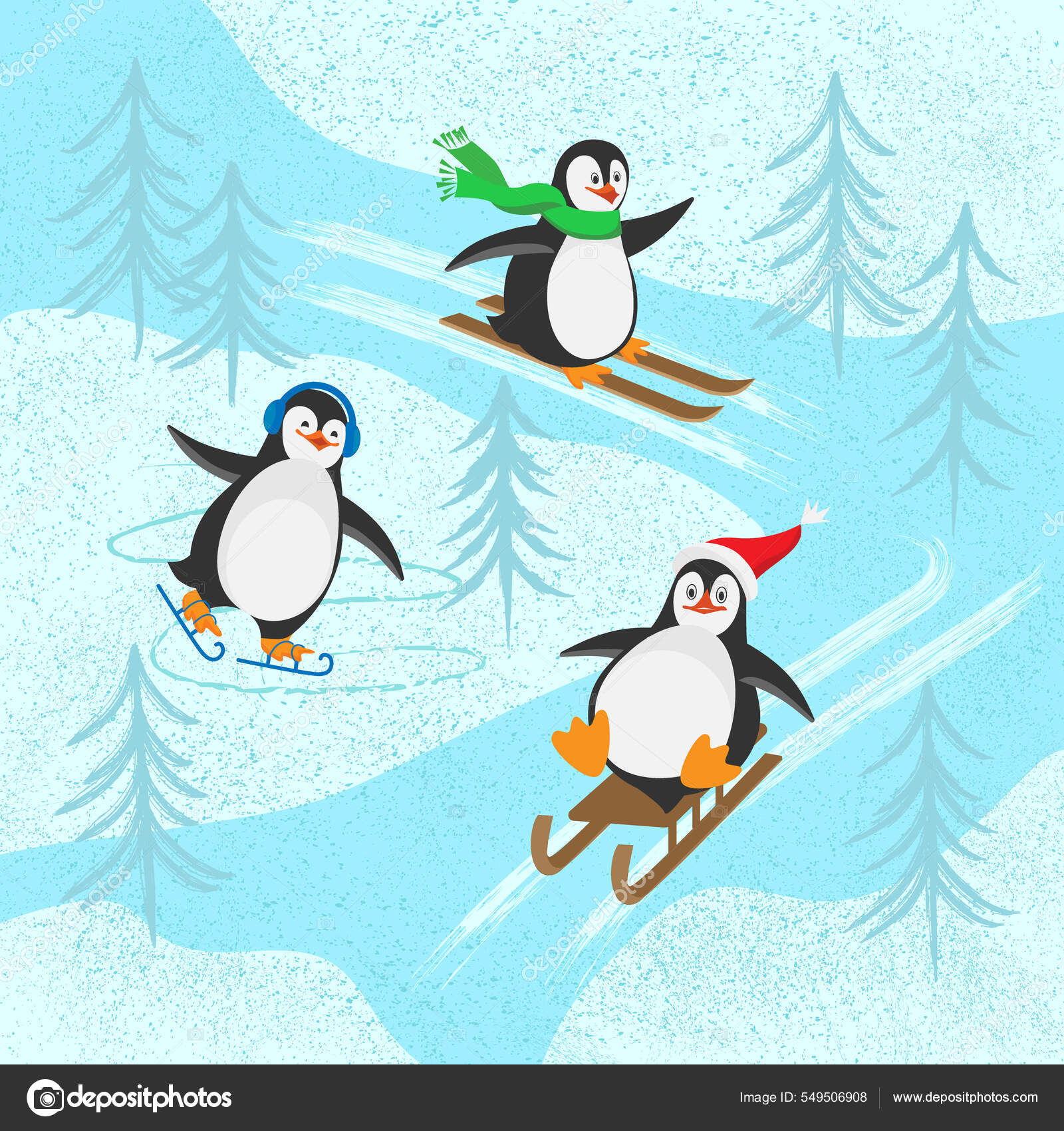Penguin Sliding Cartoon