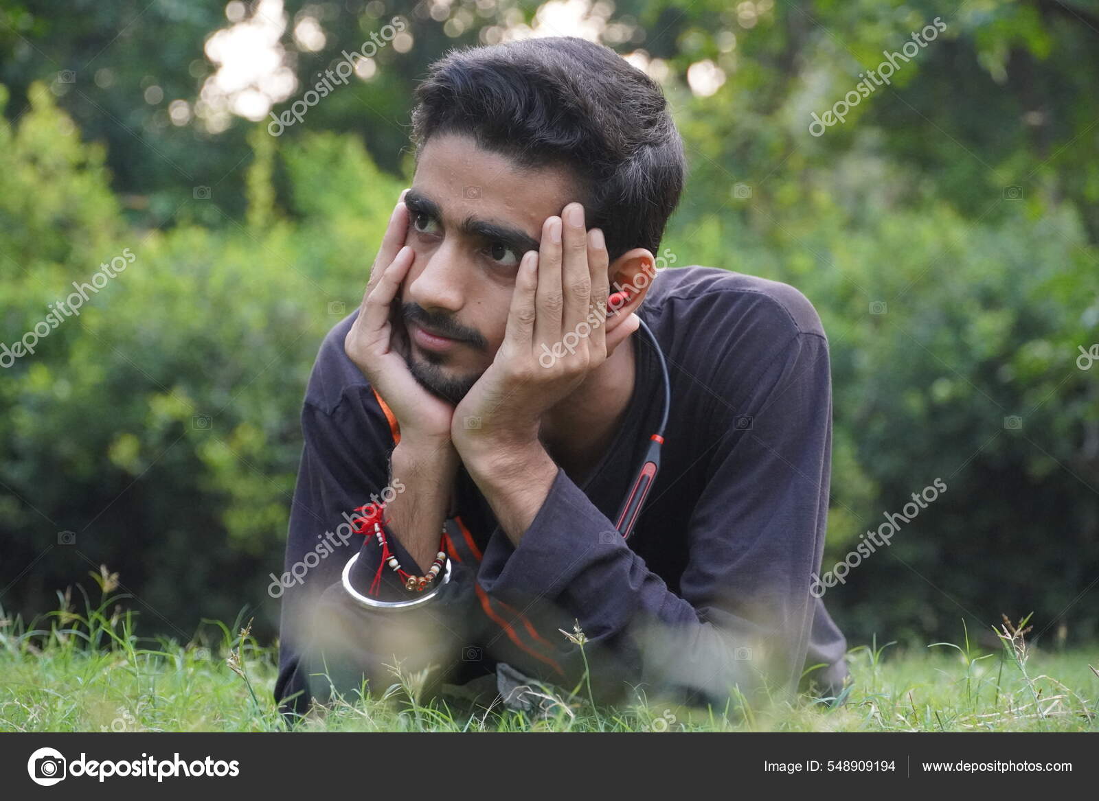 Portrait Indian Young Man Thought Park — Stock Editorial Photo ...