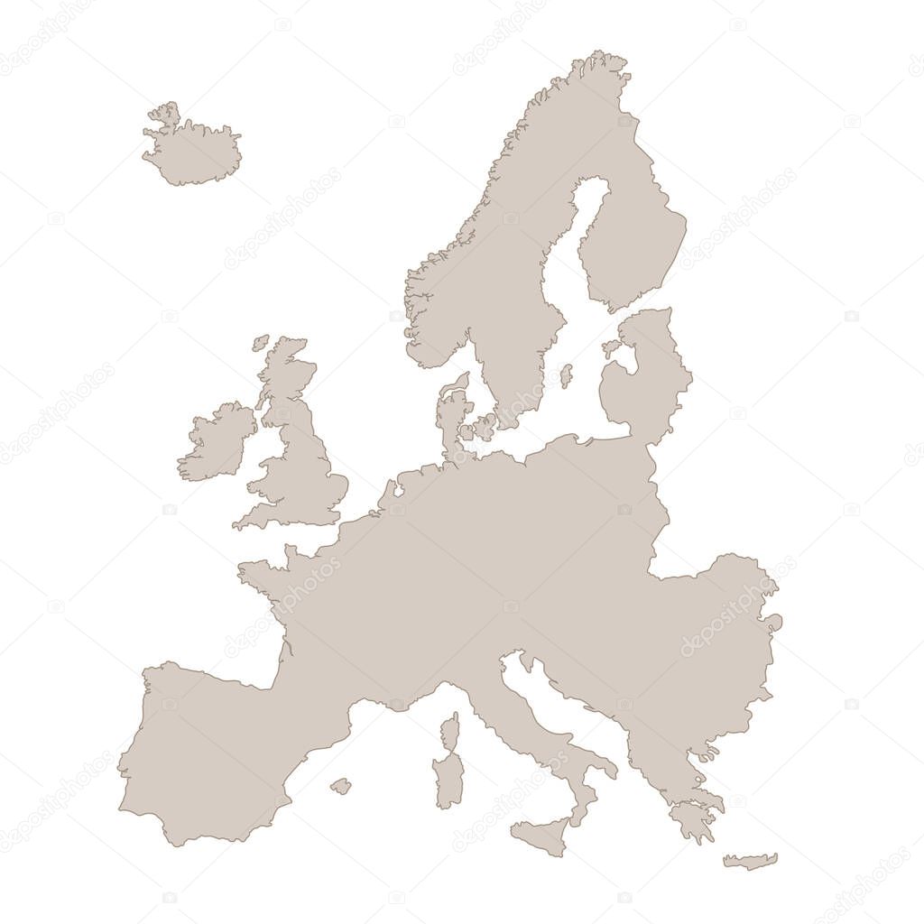 Silueta de un mapa de Europa con un contorno. Sombras pasteles ...