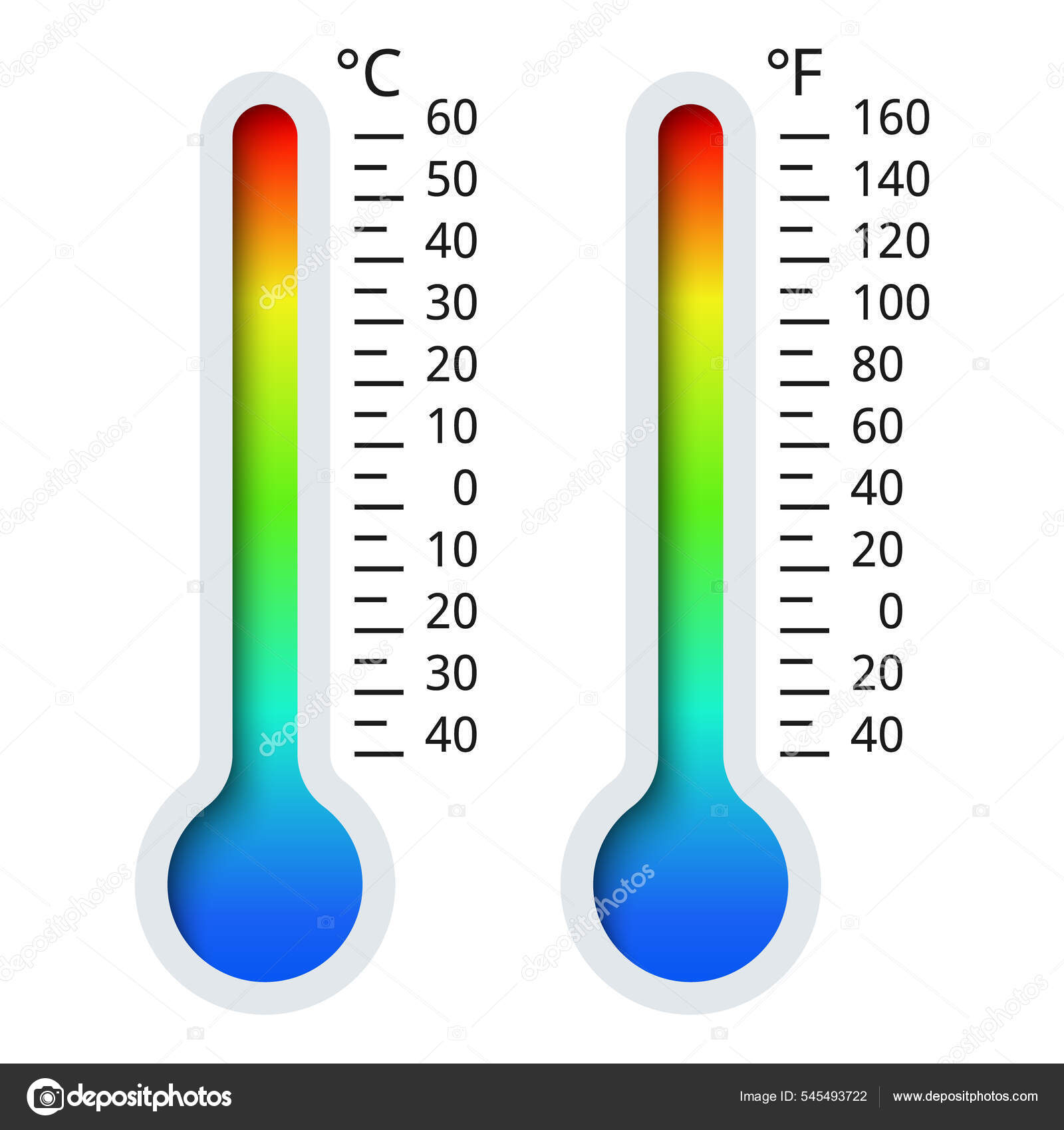 Thermometer Celsius Und Fahrenheit Mit Einer Gradienten Skala Von Rot ...