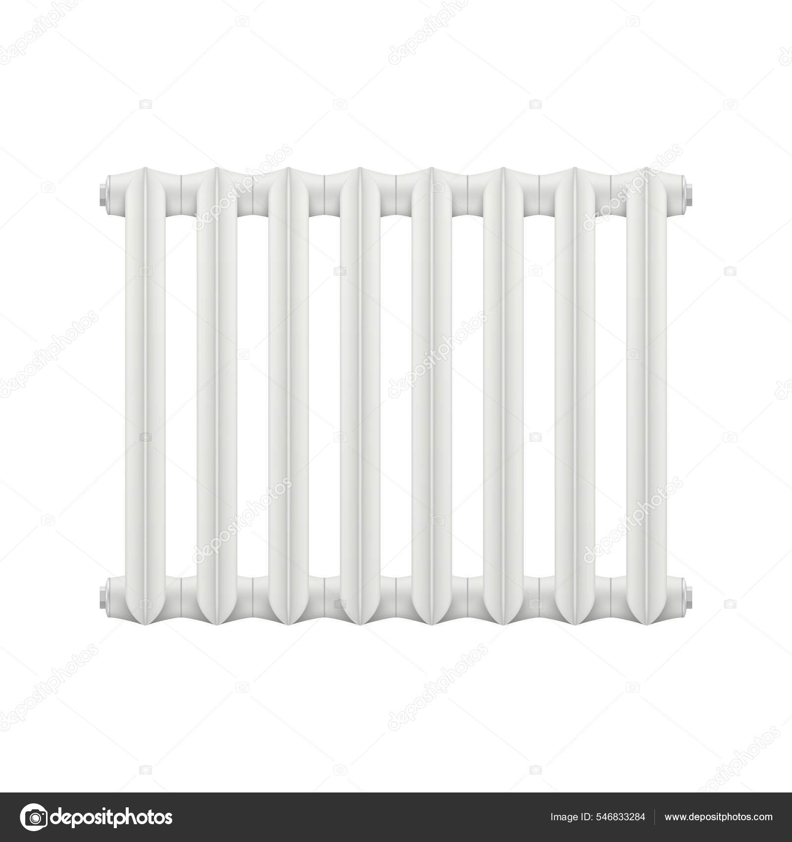 Realistic Section Cast Iron Radiator White Background Vector ...
