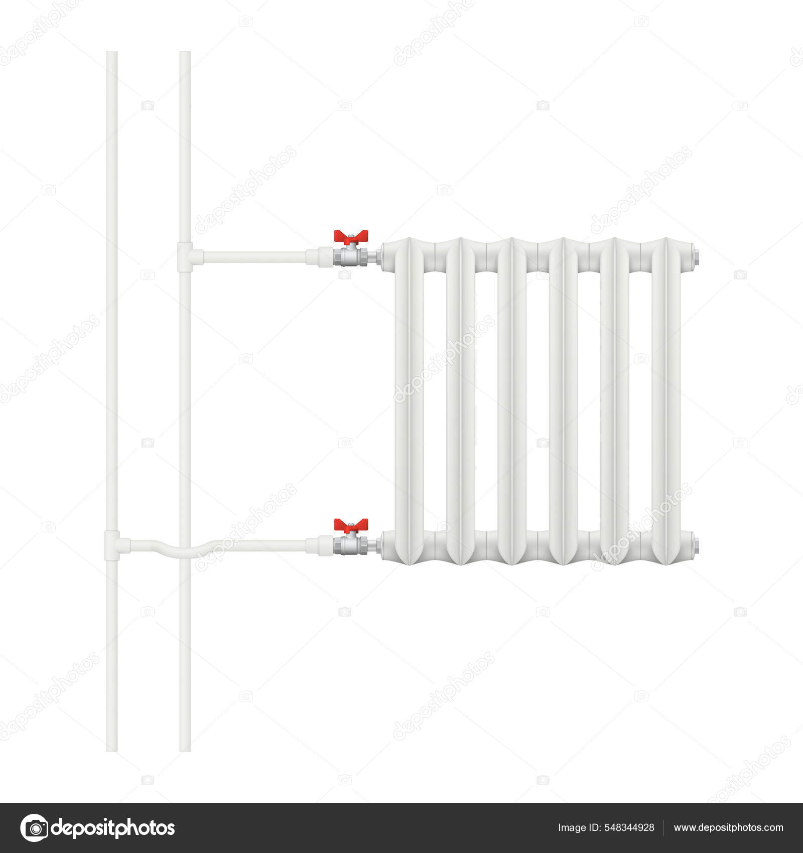 Heating Battery Connection Diagram Two Pipe Vector Illustration Stock ...