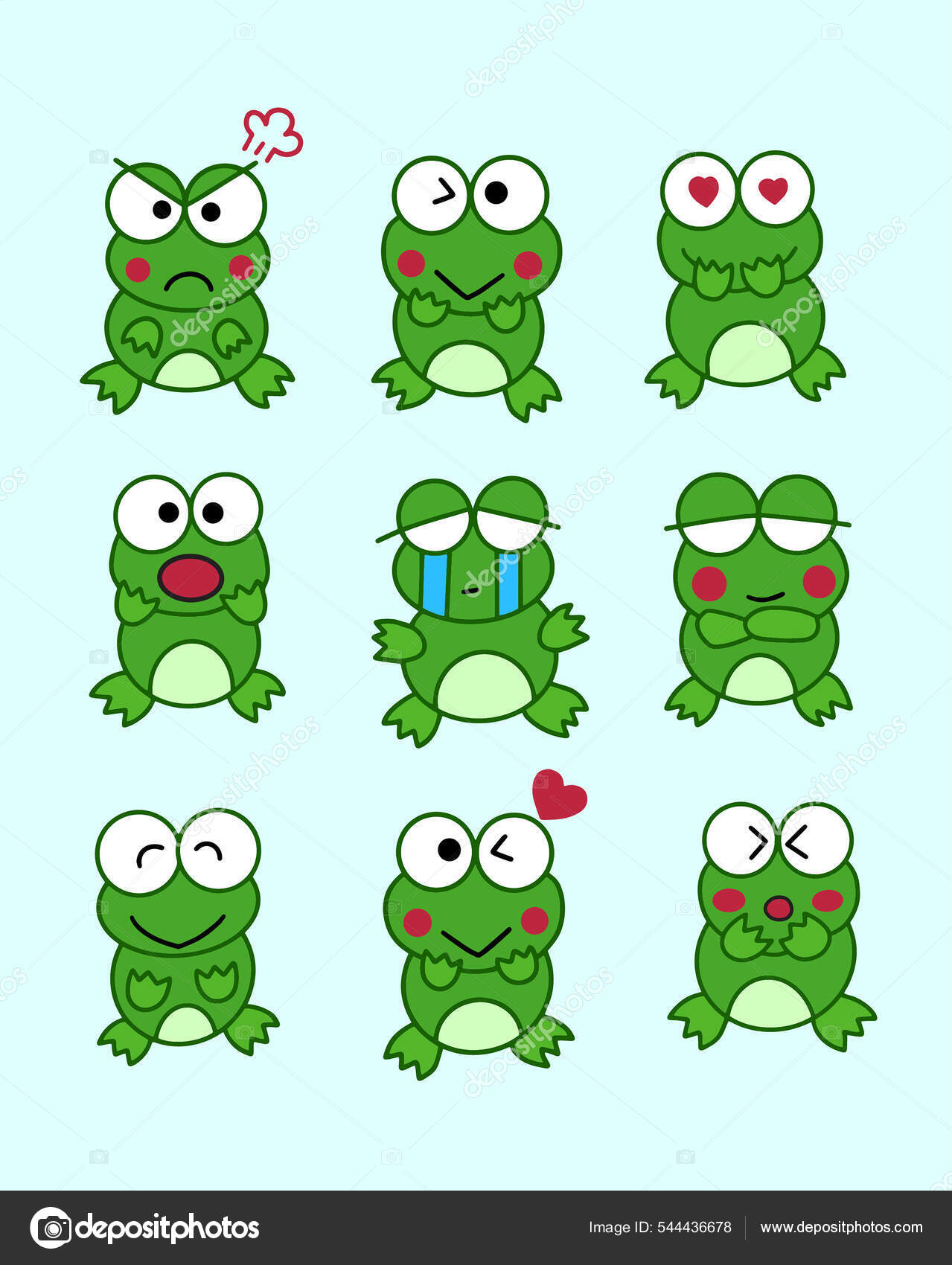 Ilustrasi Karakter Kartun Katak Yang Lucu Mengatur Vektor Bebas Vektor ...