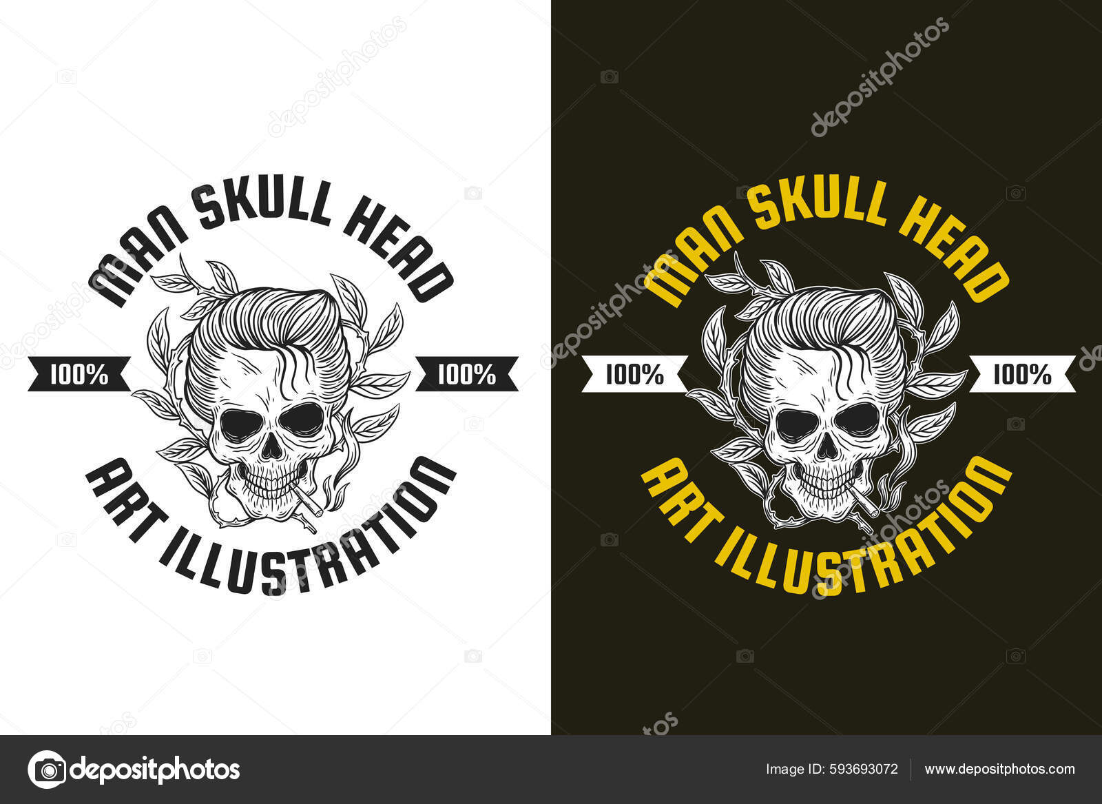 Set Man Dark Illustration Skull Bones Head Hand Drawn Hatching Stock ...