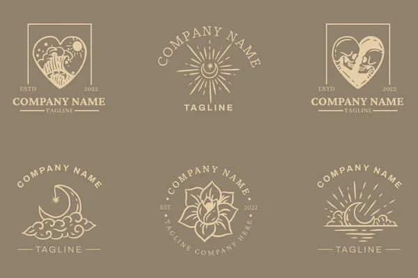 Minimalist Mystical Simple Logo Symbol Collection Template Dark Green Background Stock Vector by ...