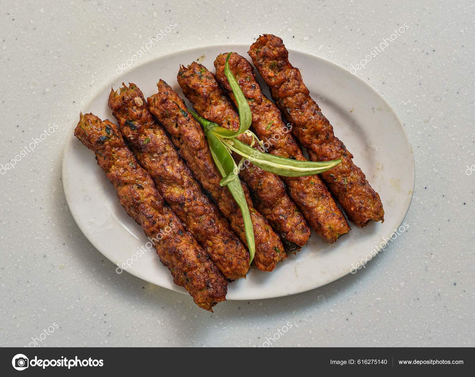 Spicy Bbq Chicken Seekh Kabab Served Dish Isolated Grey Background ...