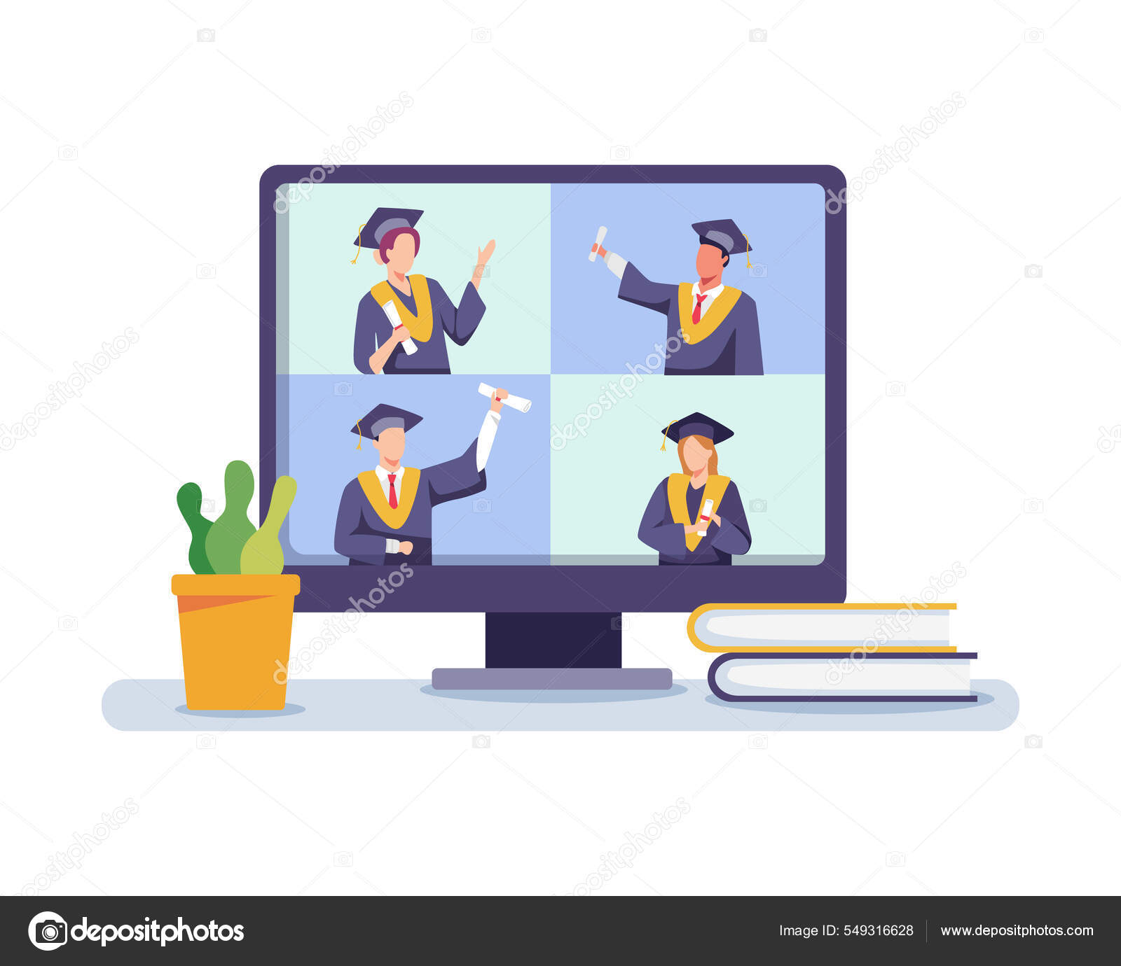 Online Graduation Concept Illustration Virtual Graduation Desktop ...