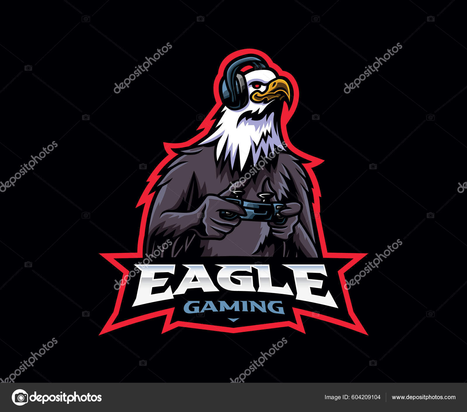 Gamer Mascot Logo Design Eagle Gamer Vector Illustration Logo ...