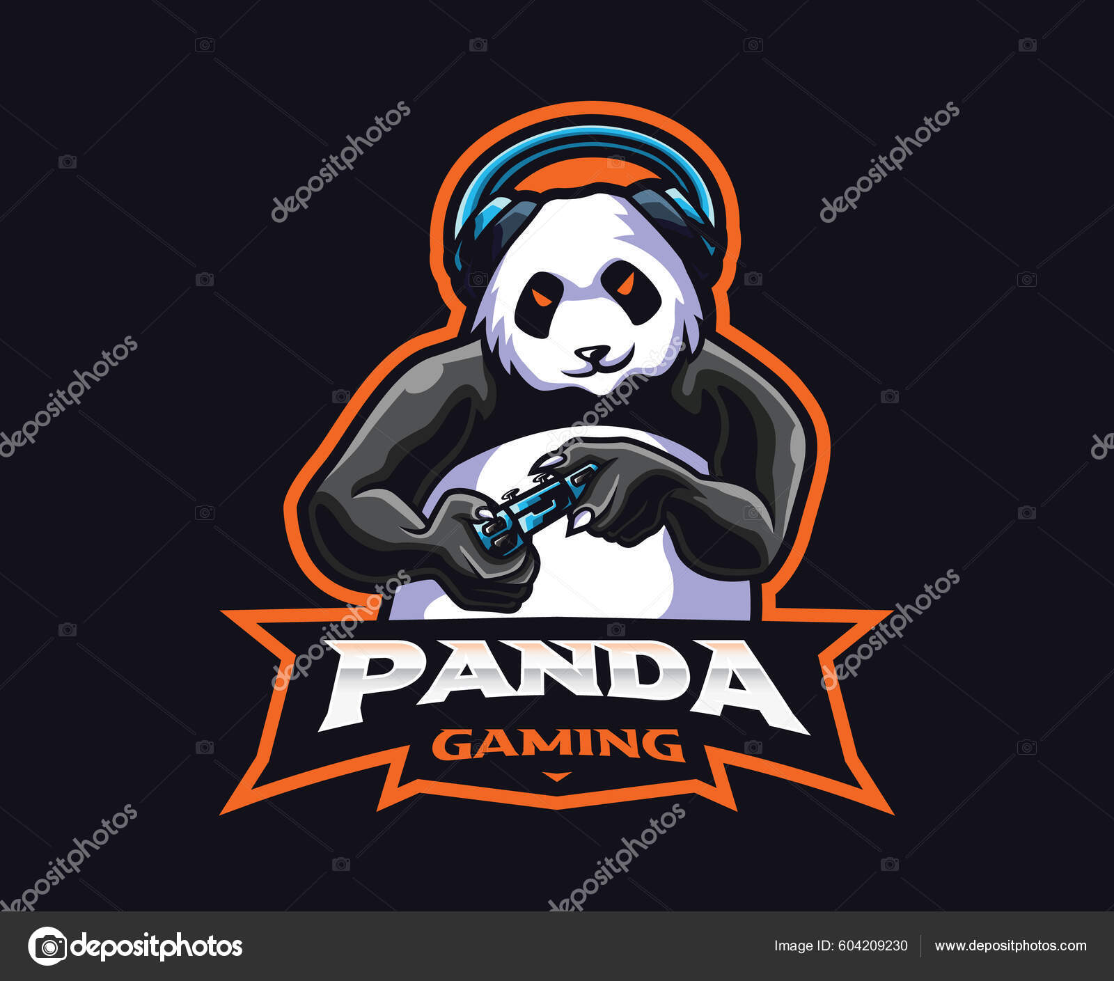 Gamer Mascot Logo Design Panda Gamer Vector Illustration Logo ...