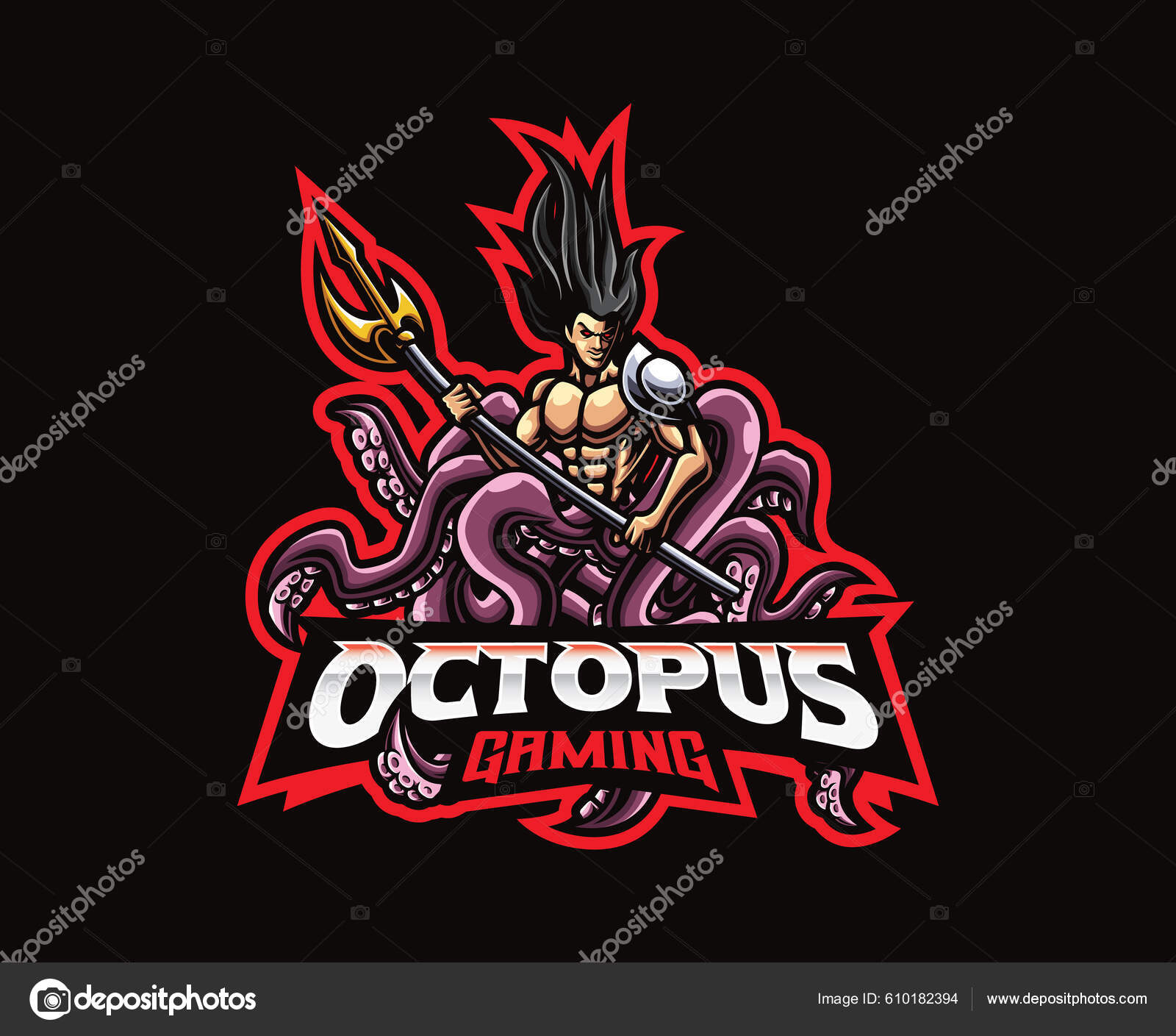 Octopus Man Mascot Logo Design Vector Illustration Octopus Monster ...