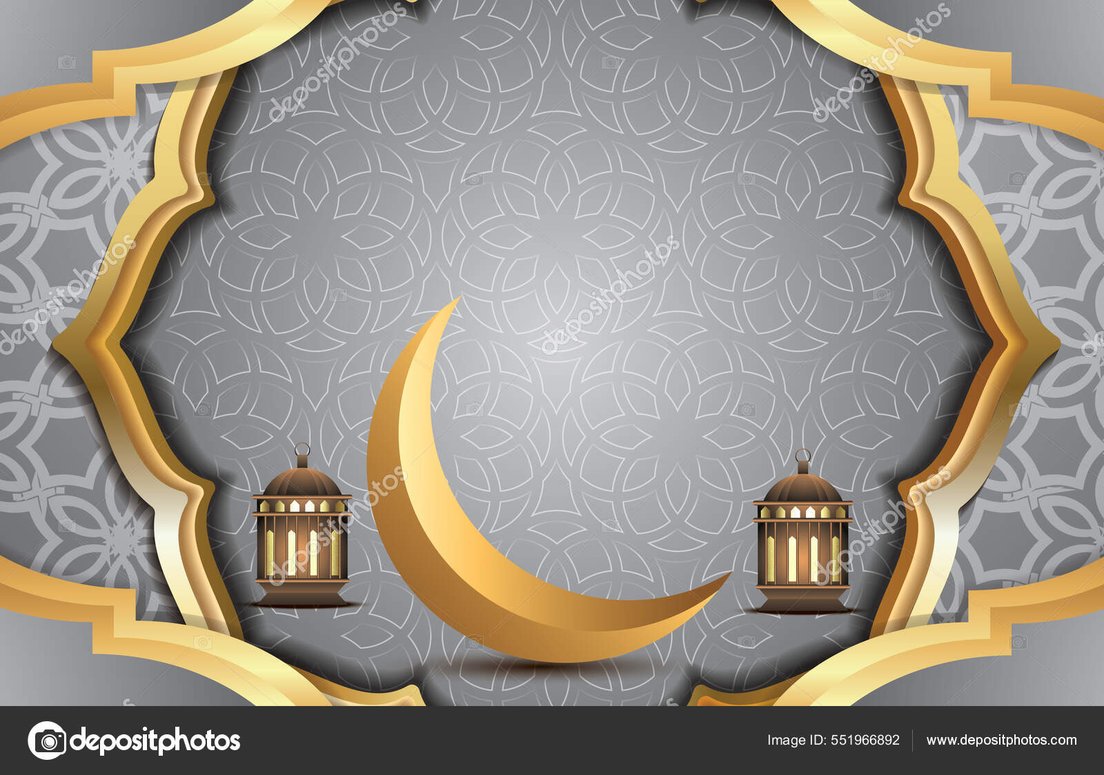 Unique Islamic Background Golden Grey Colour Design Stock Vector by ...