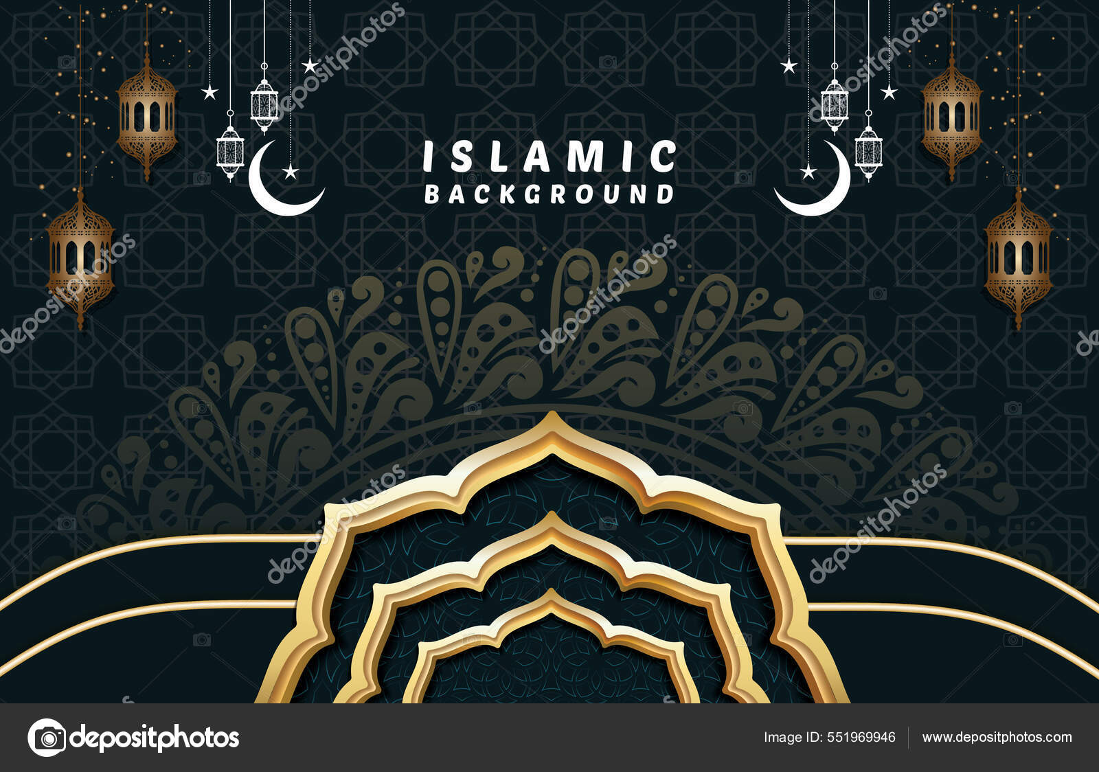 Beautiful Islamic Background Black Gold Colour Stock Vector Image by ...