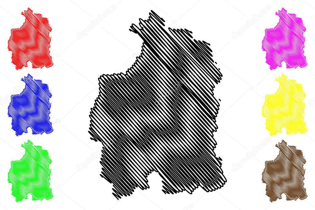 Moga district (Punjab State, Republic of India) mapa vector ...