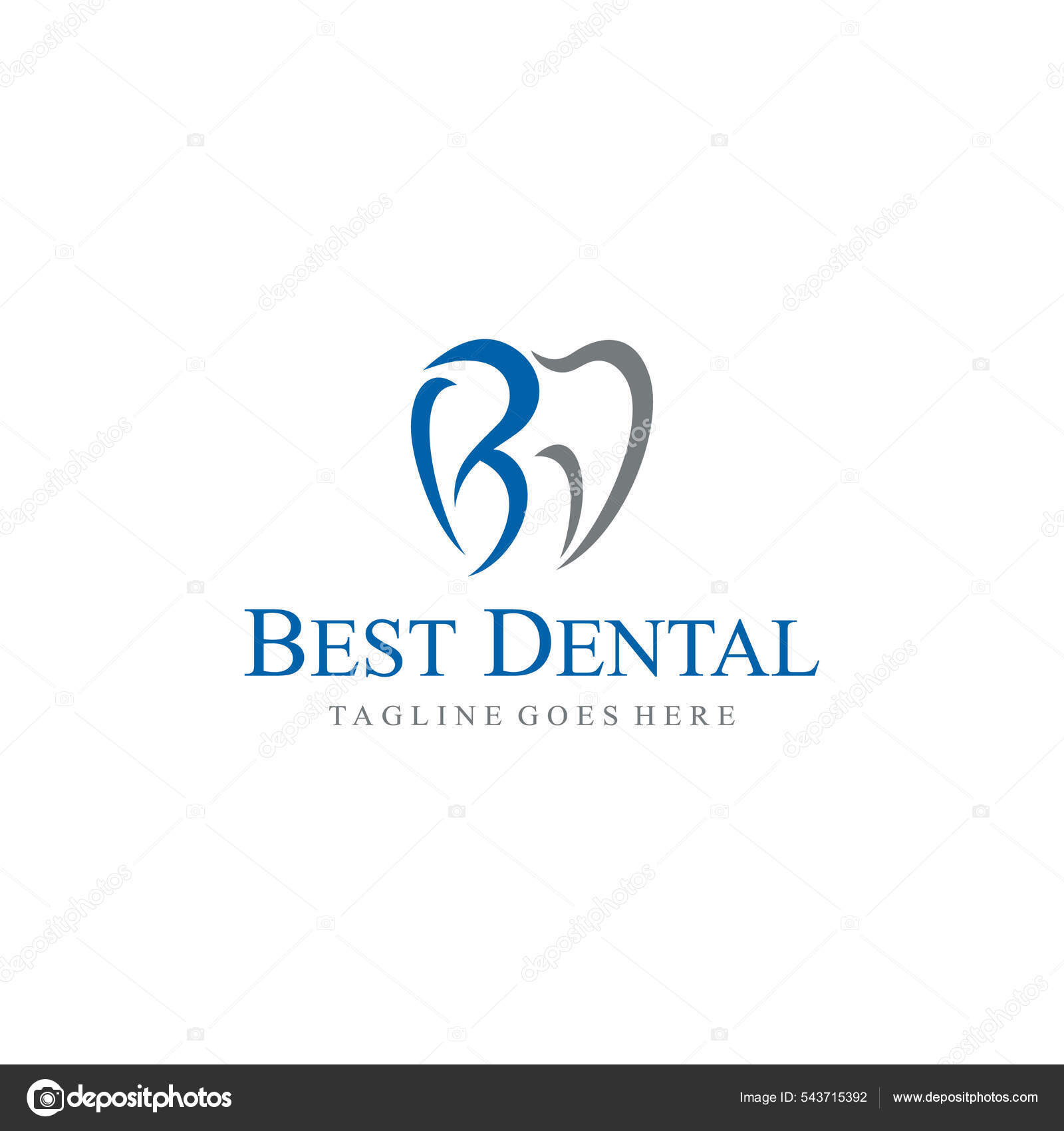 Illustration Initial Letter Forms Tooth Silhouette Dental Clinic Logo ...