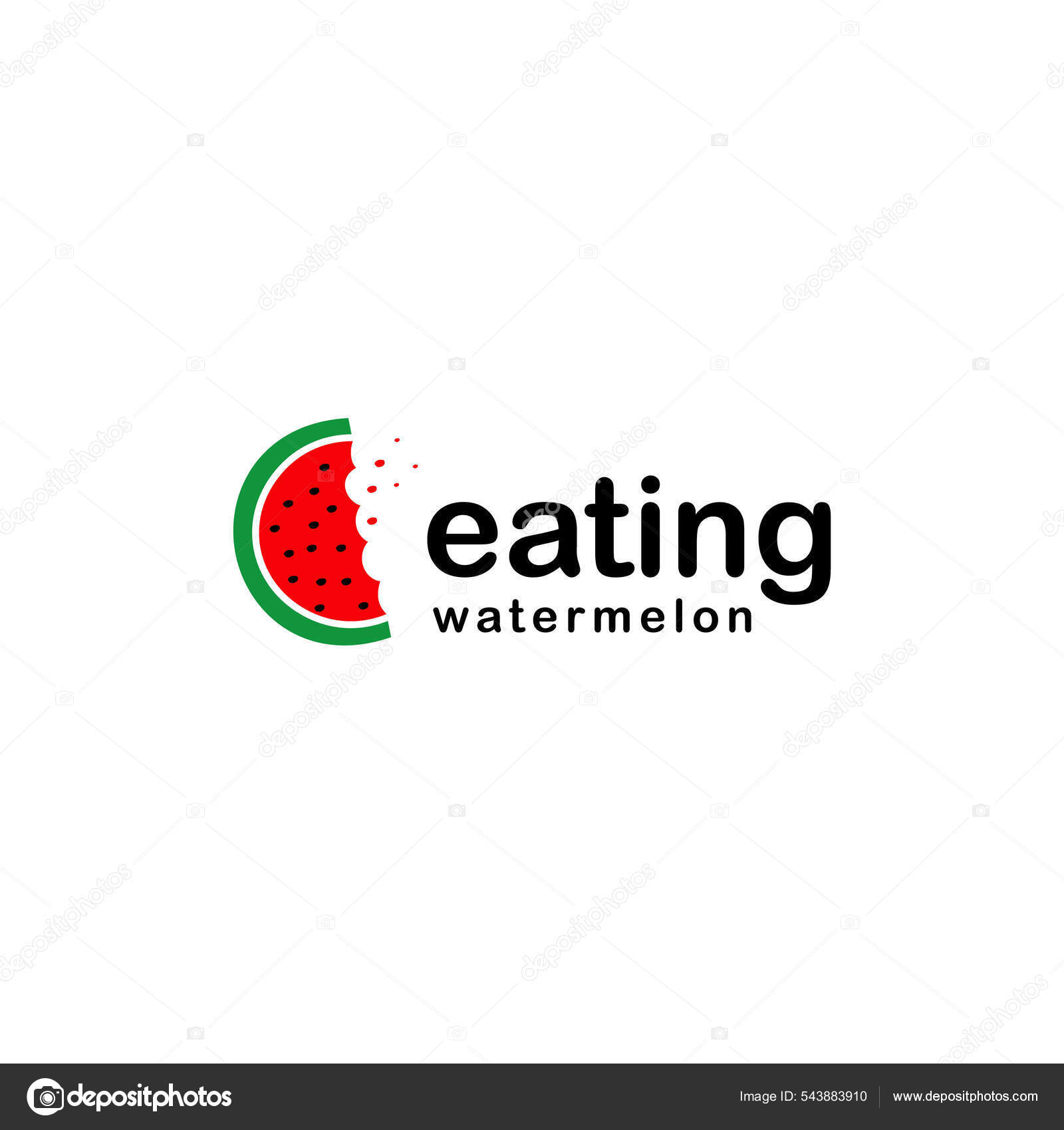 Illustration Watermelon Fruit Many Bite Marks Logo Design Stock Vector ...