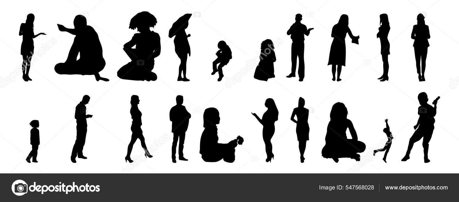 Vector Silhouettes Outline Silhouettes People Contour Drawing People ...
