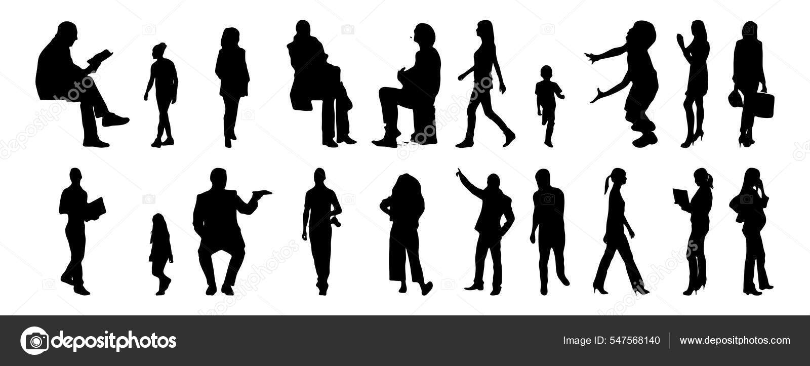 Vector Silhouettes Outline Silhouettes People Contour Drawing People ...