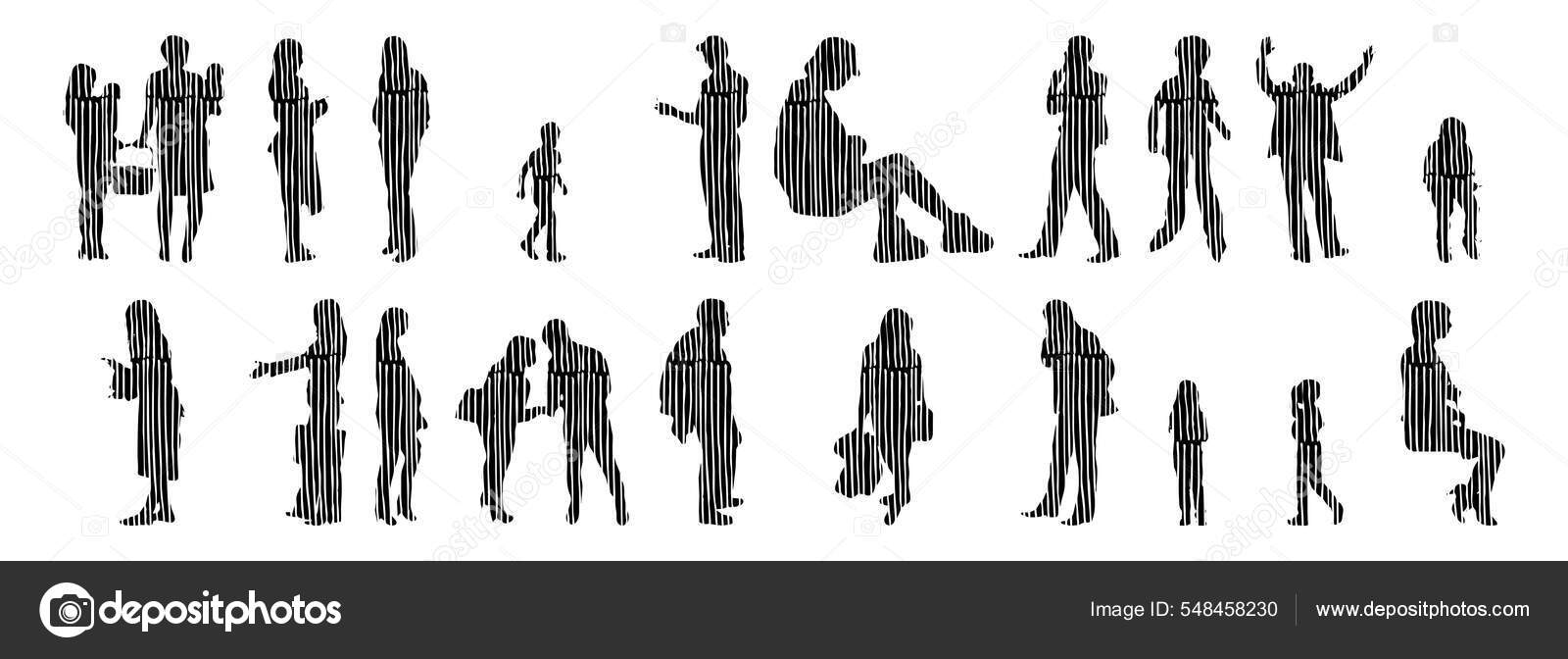 Vector Silhouettes Outline Silhouettes People Contour Drawing People ...