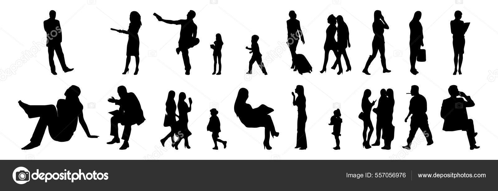 Vector Silhouettes Outline Silhouettes People Contour Drawing People ...