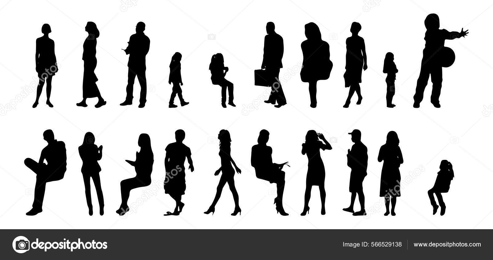 Vector Silhouettes Outline Silhouettes People Contour Drawing People ...